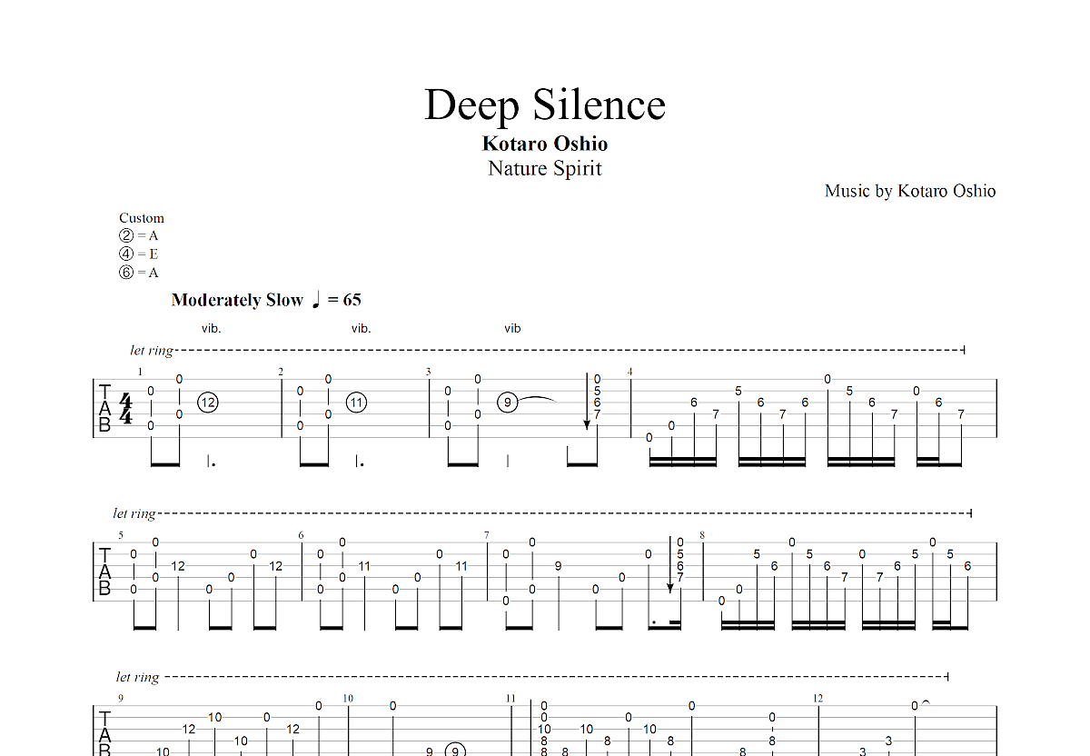 Deep Silence吉他谱_押尾光太郎_A调指弹 - 吉他世界