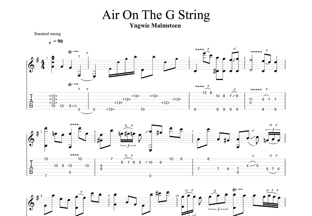 Air on the G String吉他谱_Johann Sebastian Bach_G调Solo片段 - 吉他世界