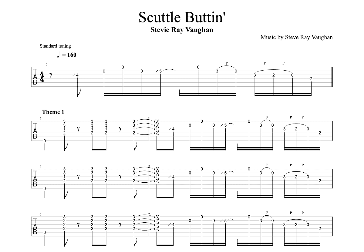 Scuttle Buttin'吉他谱_Stevie Ray Vaughan_E调单旋律 - 吉他世界