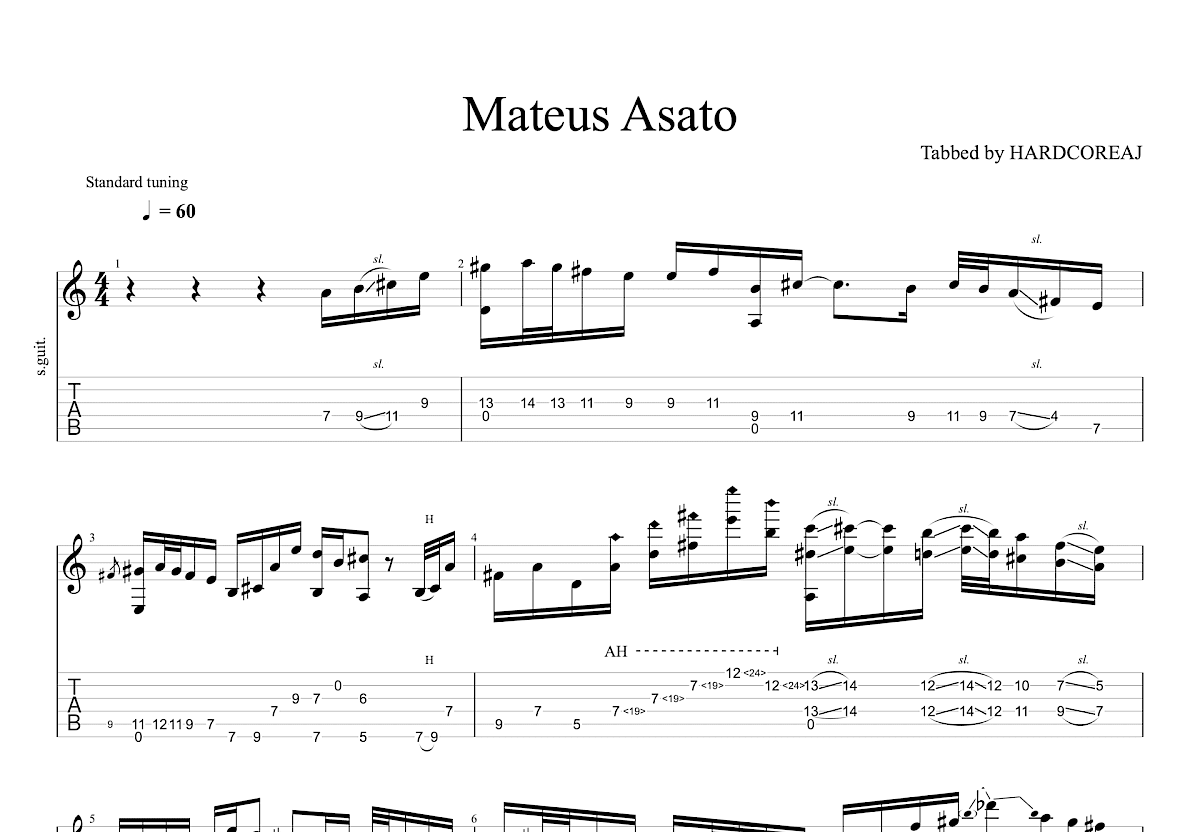 Mateus Asato吉他谱_Mateus Asato_A调指弹 - 吉他世界