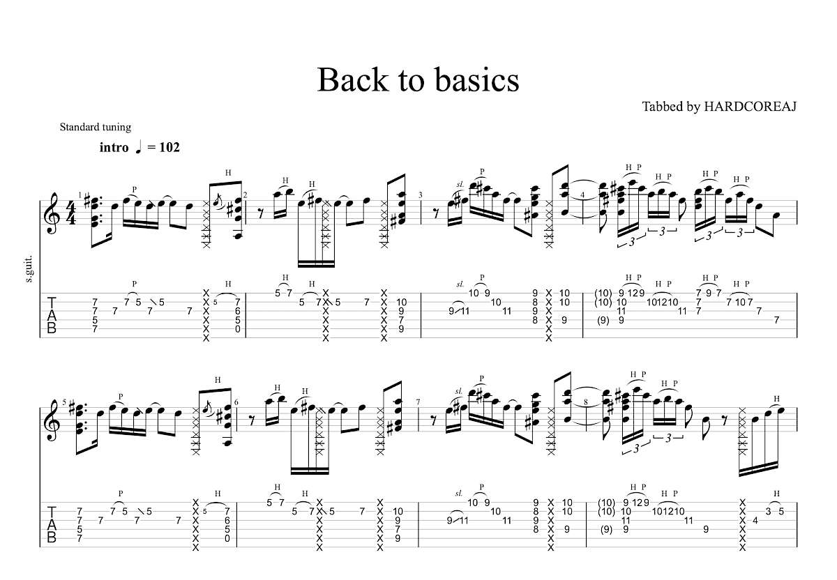 Back to basics吉他谱_井草聖二_E调指弹 - 吉他世界