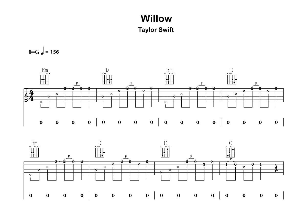 Willow吉他谱_Taylor Swift_G调弹唱89%专辑版 - 吉他世界