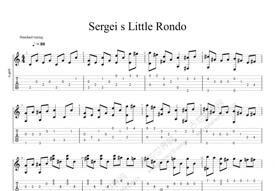 Sergei s Little Rondo吉他谱_古典_D调古典 - 吉他世界