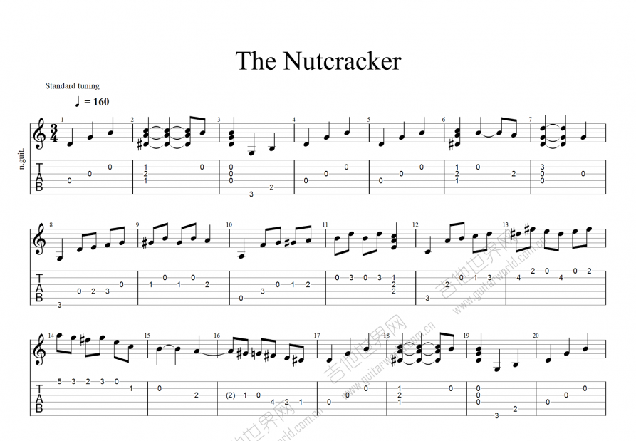 Nutcracker吉他谱_Tchaikovsky_E调古典 - 吉他世界