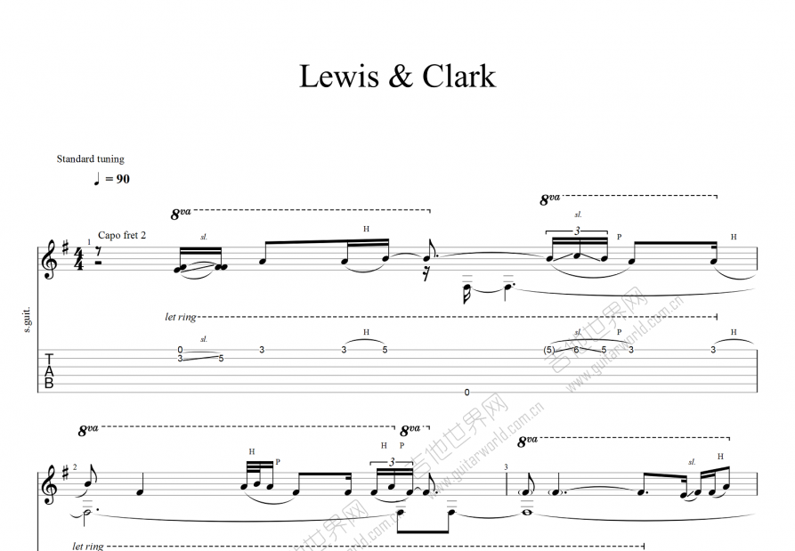 Lewis & Clark吉他谱_Tommy Emmanuel_D调指弹 - 吉他世界