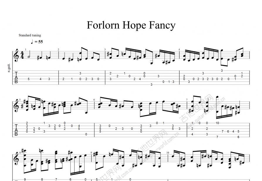 Forlorn Hope Fancy吉他谱_Dowland John_F调古典 - 吉他世界