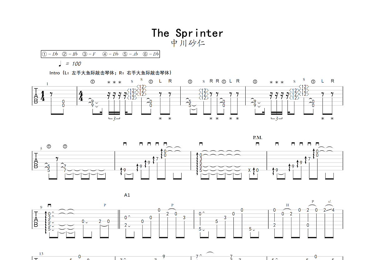 The Sprinter吉他谱_中川砂仁_C调指弹 - 吉他世界