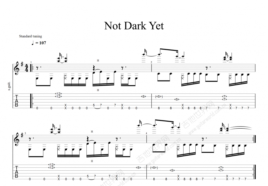 not dark yet吉他谱_Bob Dylan_G调指弹 - 吉他世界
