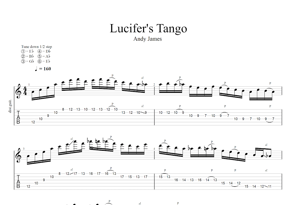 Lucifer's Tango吉他谱_Andy James_C调Solo片段 - 吉他世界