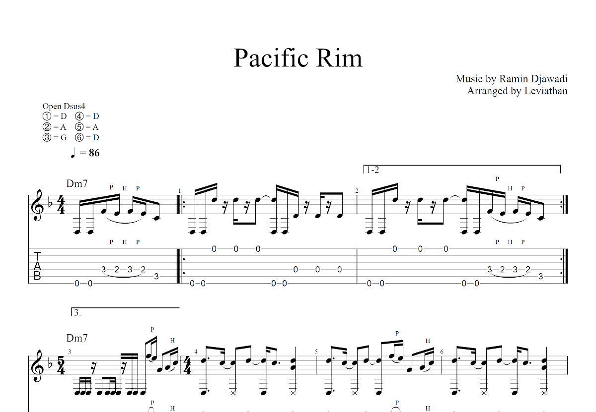Pacific Rim Main Theme吉他谱_Ramin Djawadi,Tom Morello_F调指弹 - 吉他世界