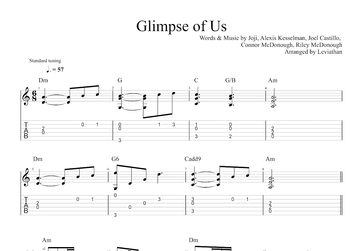Glimpse of Us吉他谱_Joji_C调指弹 - 吉他世界
