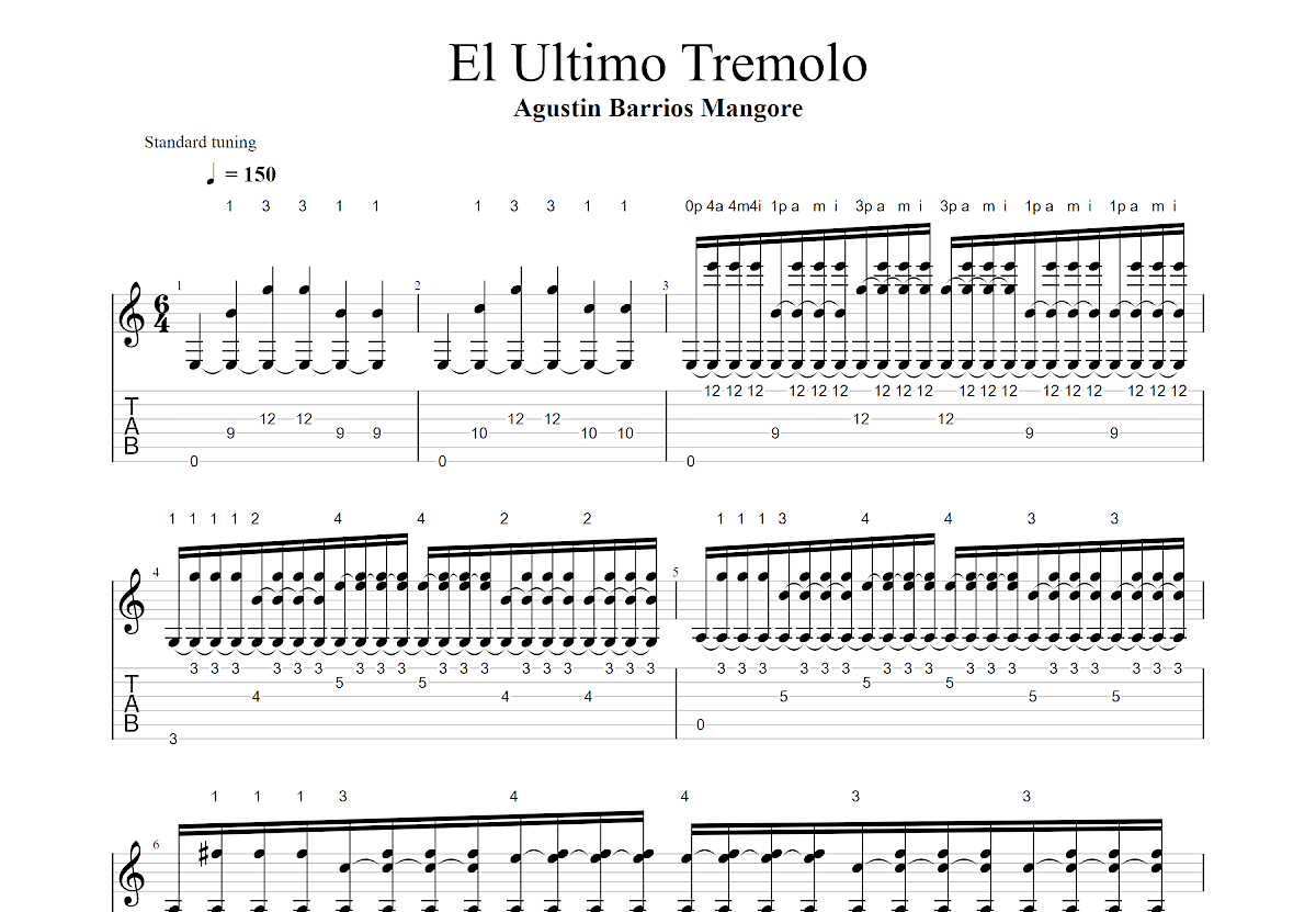El Ultimo Tremolo吉他谱_Agustin Barrios Mangore_G调古典 - 吉他世界