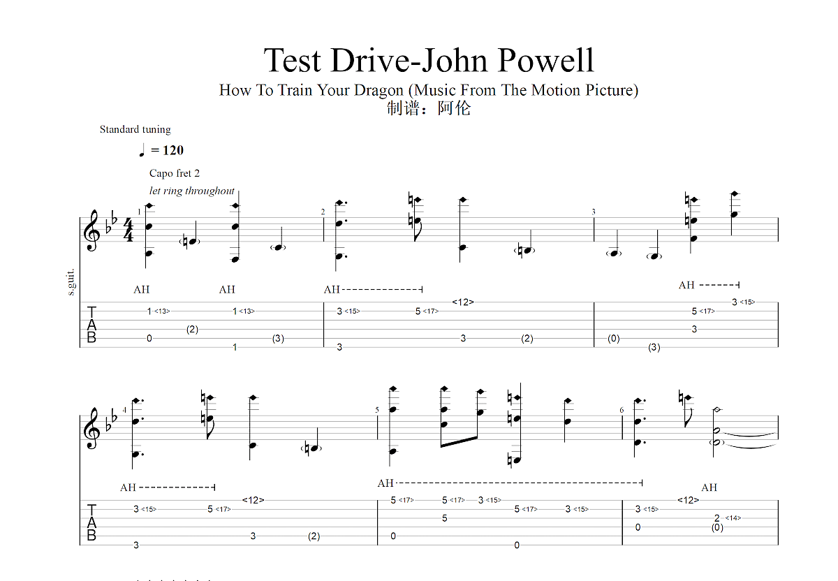 Test Drive吉他谱_John Powell_C调指弹 - 吉他世界