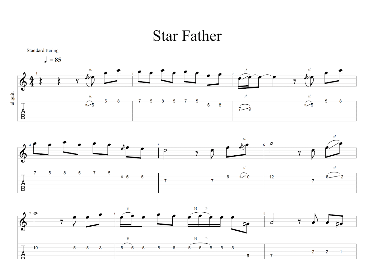 Star Father吉他谱_Messer Chups_C调单旋律 - 吉他世界