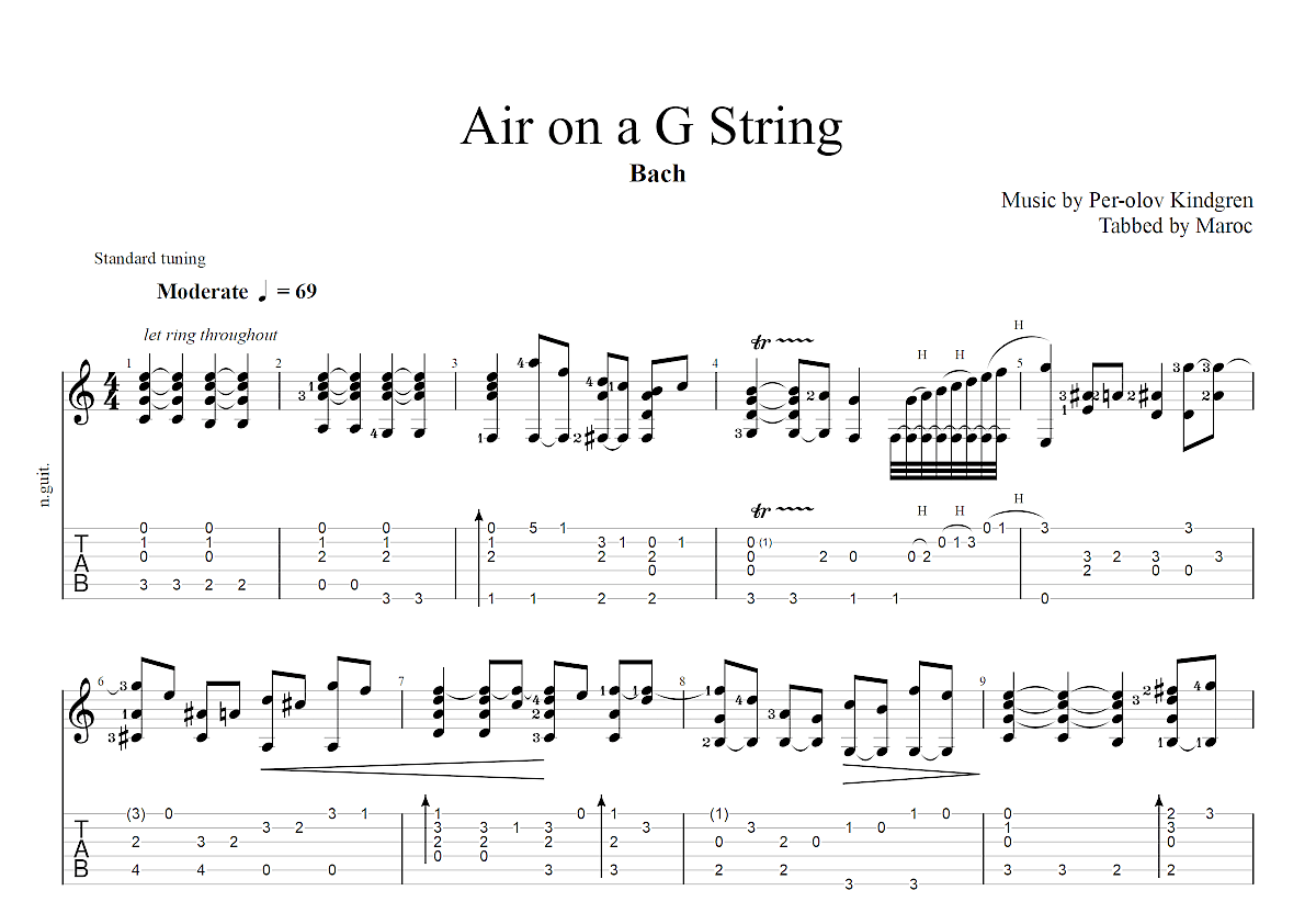 Air on a G String吉他谱_Per-olov Kindgren_C调古典 - 吉他世界