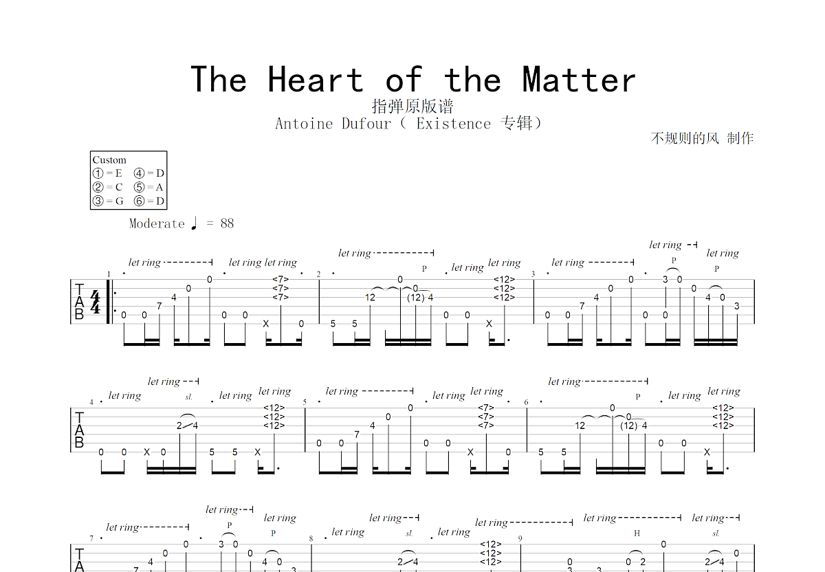 The Heart of the Matter吉他谱_Antoine Dufour_C调指弹 - 吉他世界