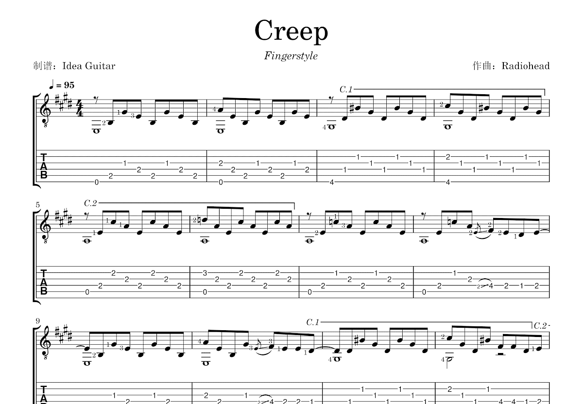 Creep吉他谱_Radiohead_E调指弹 - 吉他世界