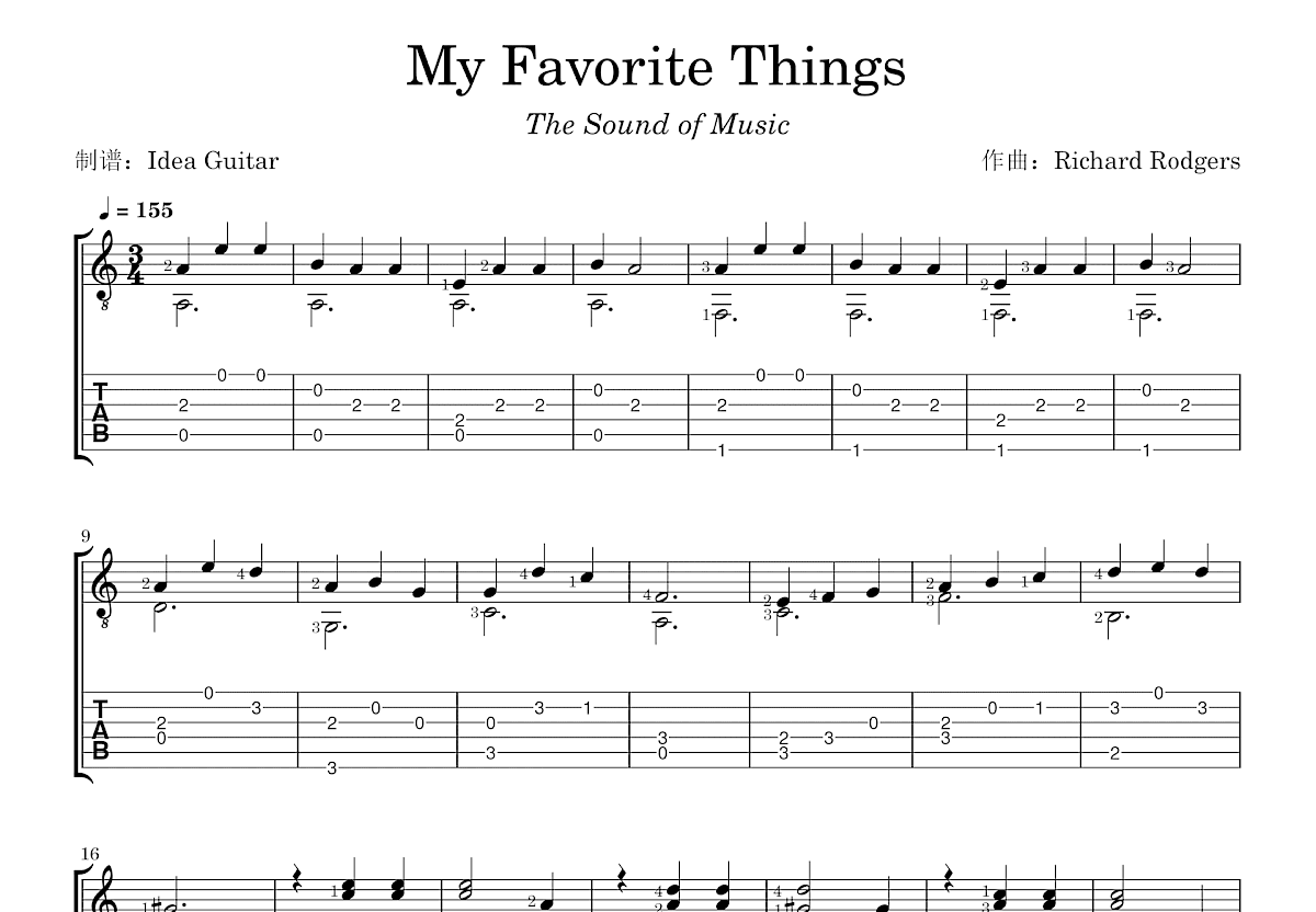 My Favorite Things吉他谱_Richard Rodgers_C调指弹 - 吉他世界
